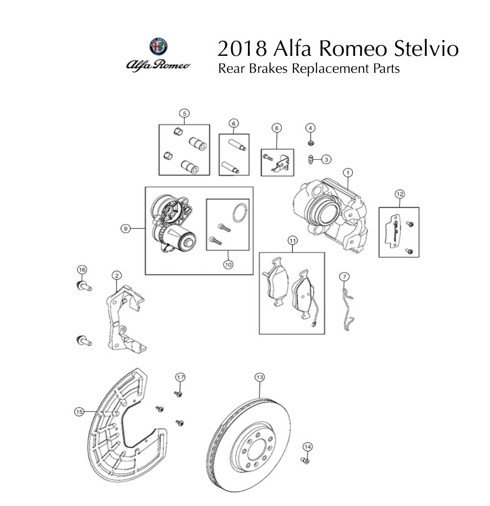2018 Alfa Romeo Stelvio Rear Brakes Replacement Parts — Miller ...