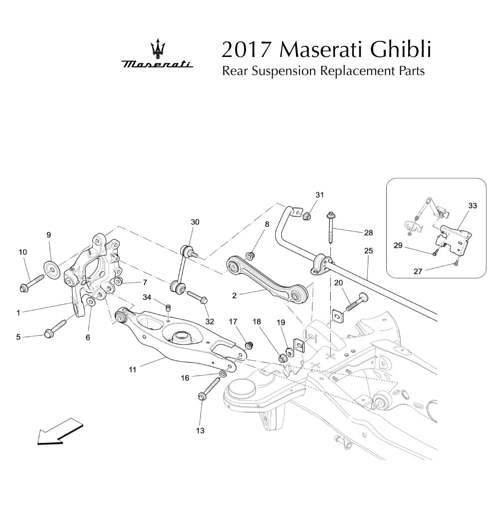 2017 Maserati Ghibli Rear Suspension Devices Replacement Parts A ...